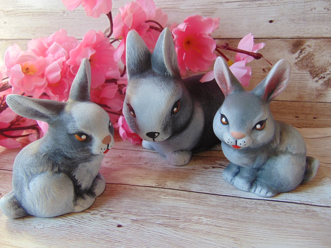 Ensemble de 3 lapins, figurines de lapin en céramique, lapins ...