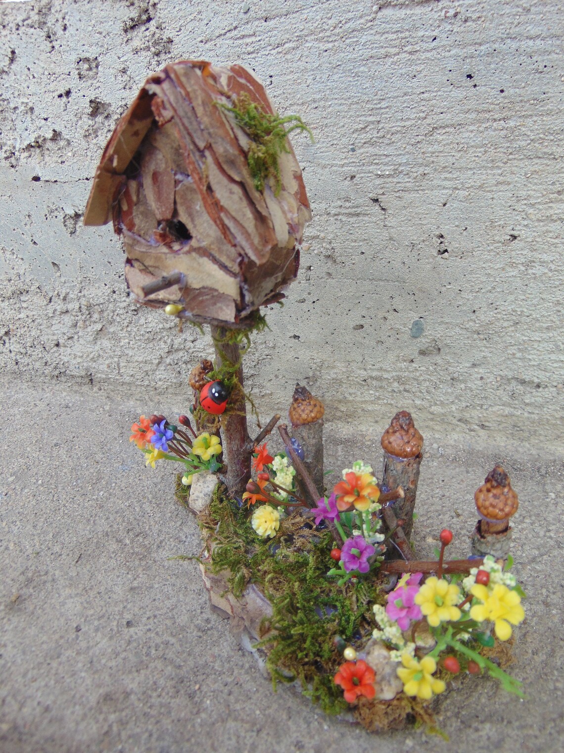 Fairy Garden Fence With Birdhouse Dollhouse Fence Fairy | Etsy