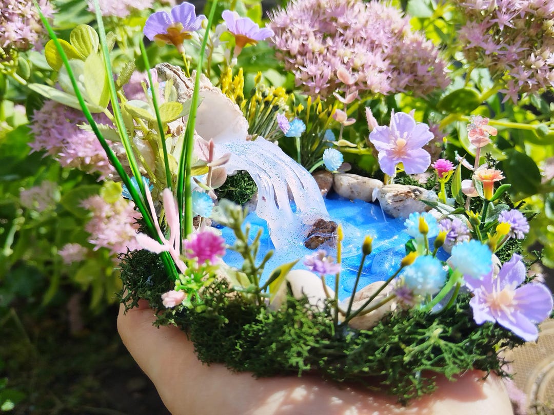 Fairies Garden Pond, Fairy Pond With Waterfall, Fairy Pond, Miniature ...
