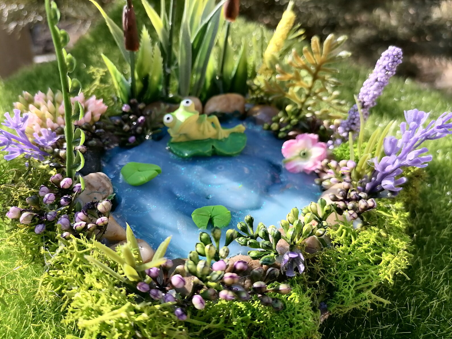 Fairy Garden Frog Pond Miniature Pond With Frog Fairies - Etsy
