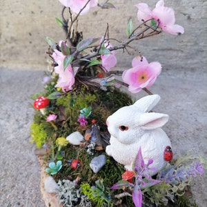 Easter Garden, Bunny Figurine, Easter Landscape, Fairy Tree, Fairy ...