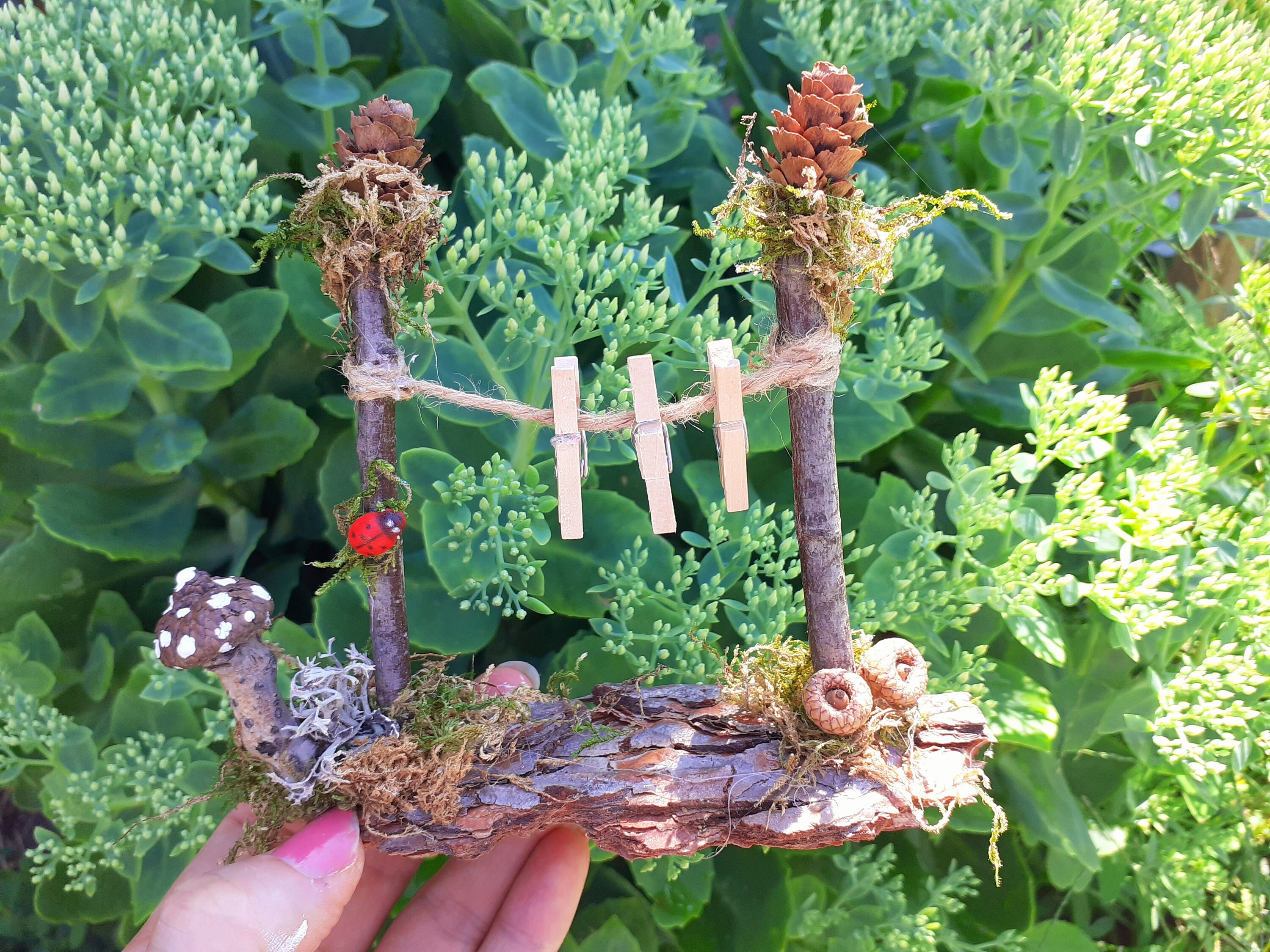 Fairy Garden Clothesline, Miniature Clothes Pins, Miniature Clothesline ...