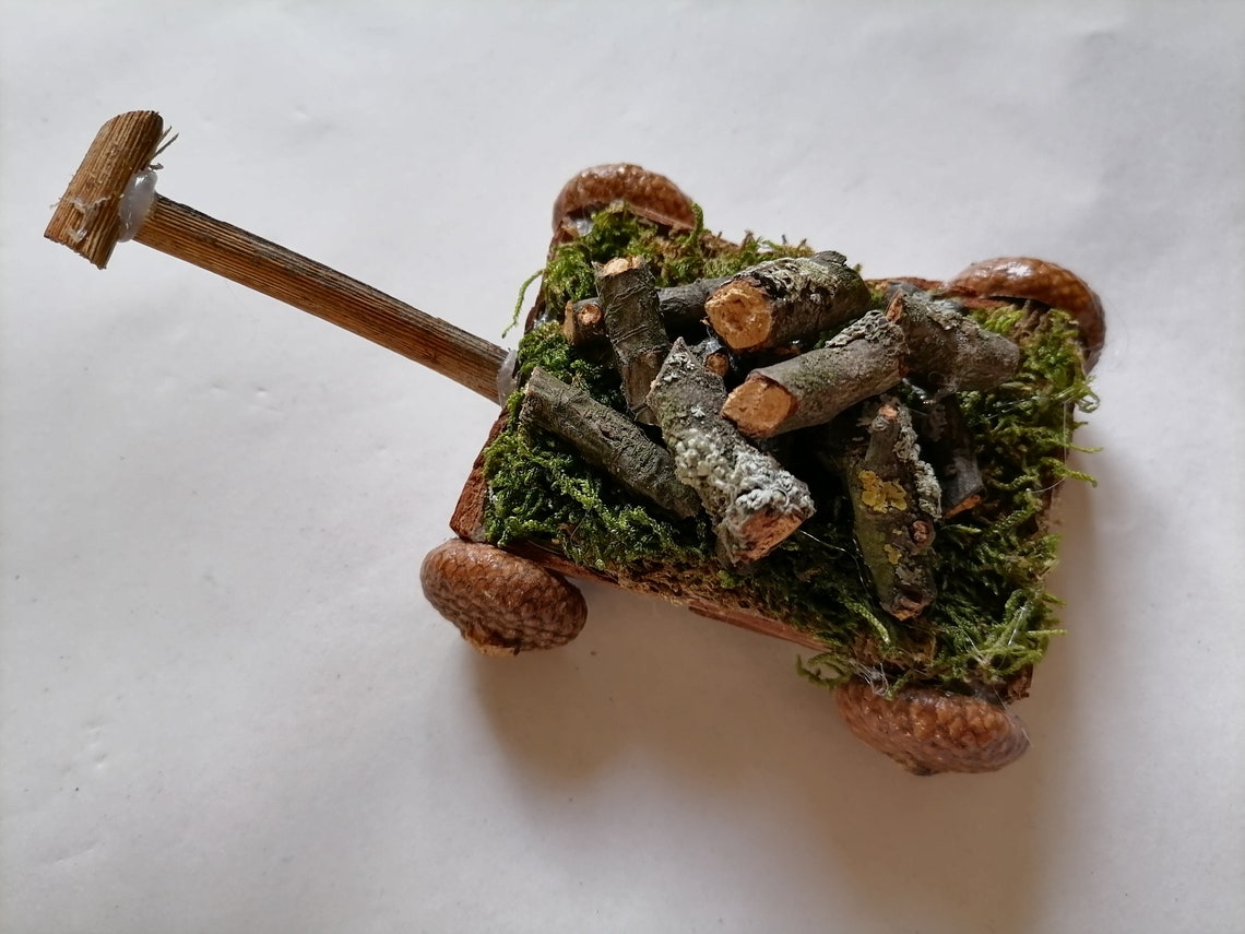 Fairy Garden Wagon, Miniature Wagon, Fairy Garden Accessories, Wood ...