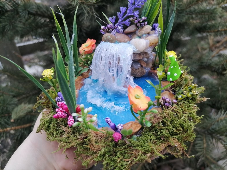 Fairy Garden Pond Waterfall Fairy Pond Miniature Pond - Etsy