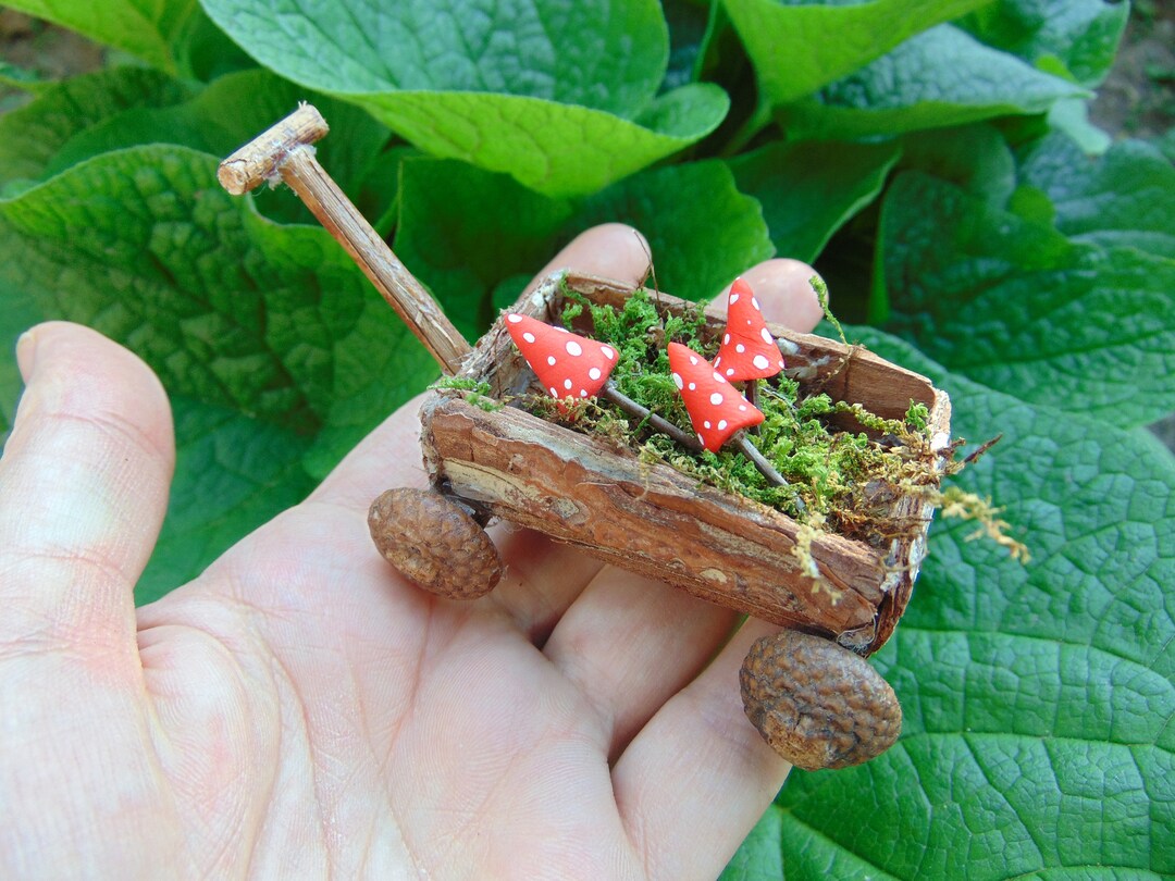 Fairy Garden Wagon, Miniature Wagon, Fairy Garden Accessories, Wood ...