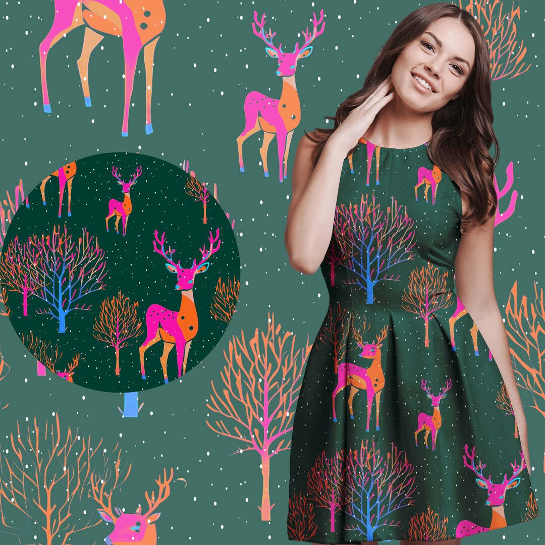 Clothing Fabric, Reindeer, Sweat Fabric by the Meter, French Terry ...