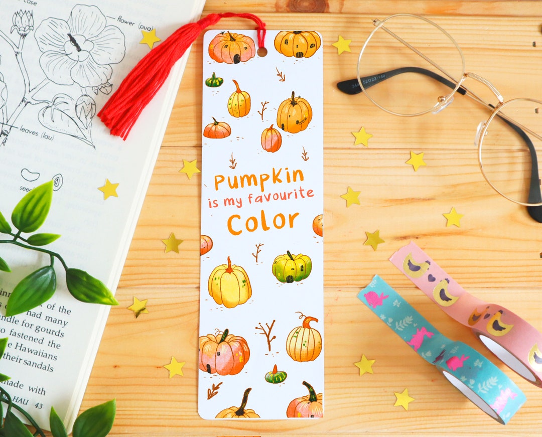 Pumpkin Fall Bookmark With Tassel Book Tracker Book Lover - Etsy UK