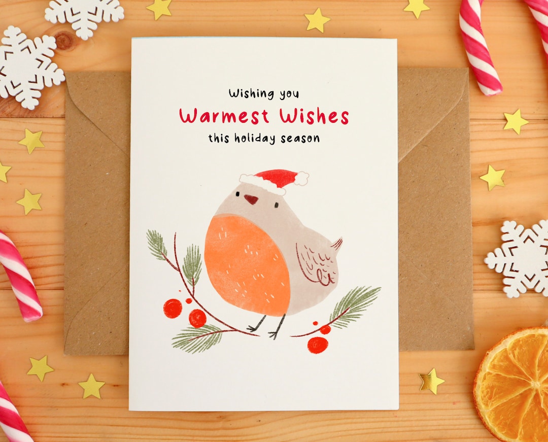 Robin Christmas Card, A6 Christmas Card, Adorable Christmas Card, Cute ...