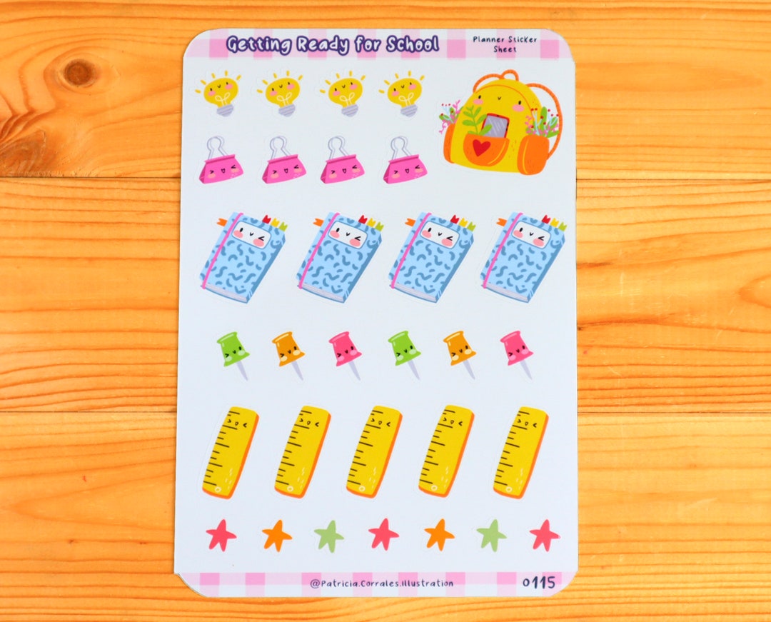 Ready for School Sticker Sheet, Kawaii Stickers, Sticker Planner ...