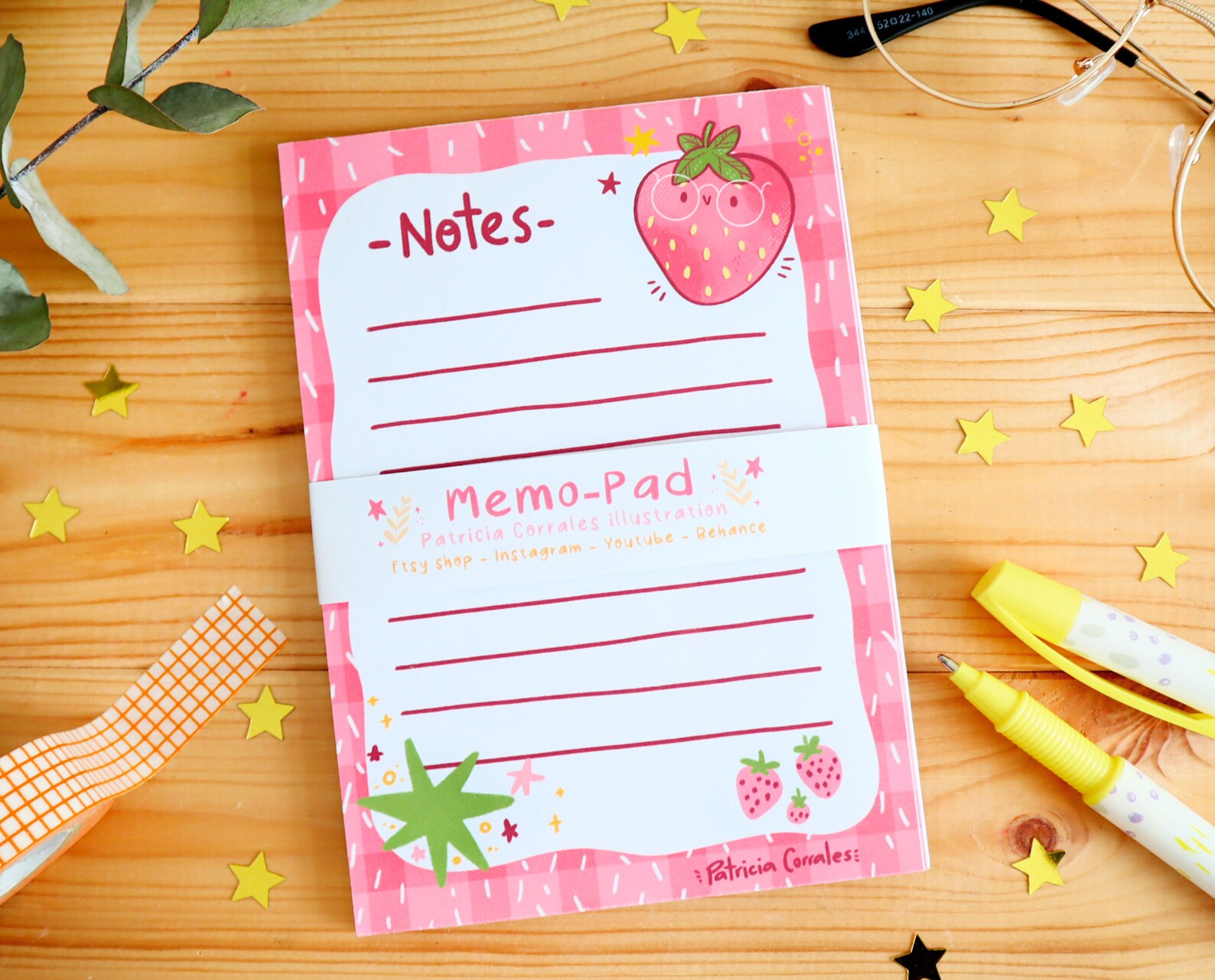 Cute Strawberry Notepad Pink Note Paper Paper & Party - Etsy