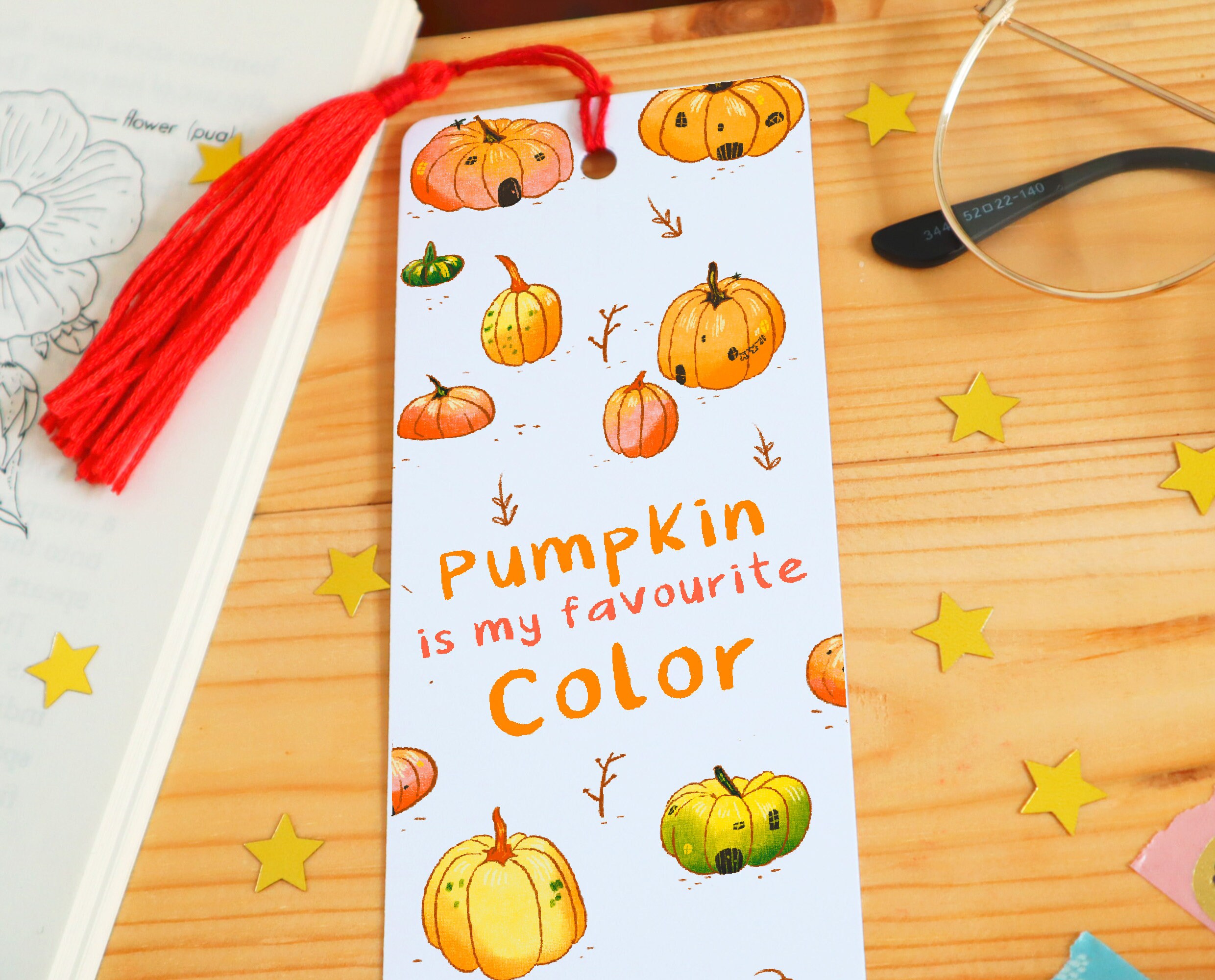 Pumpkin Fall Bookmark with tassel Book Tracker Book lover | Etsy