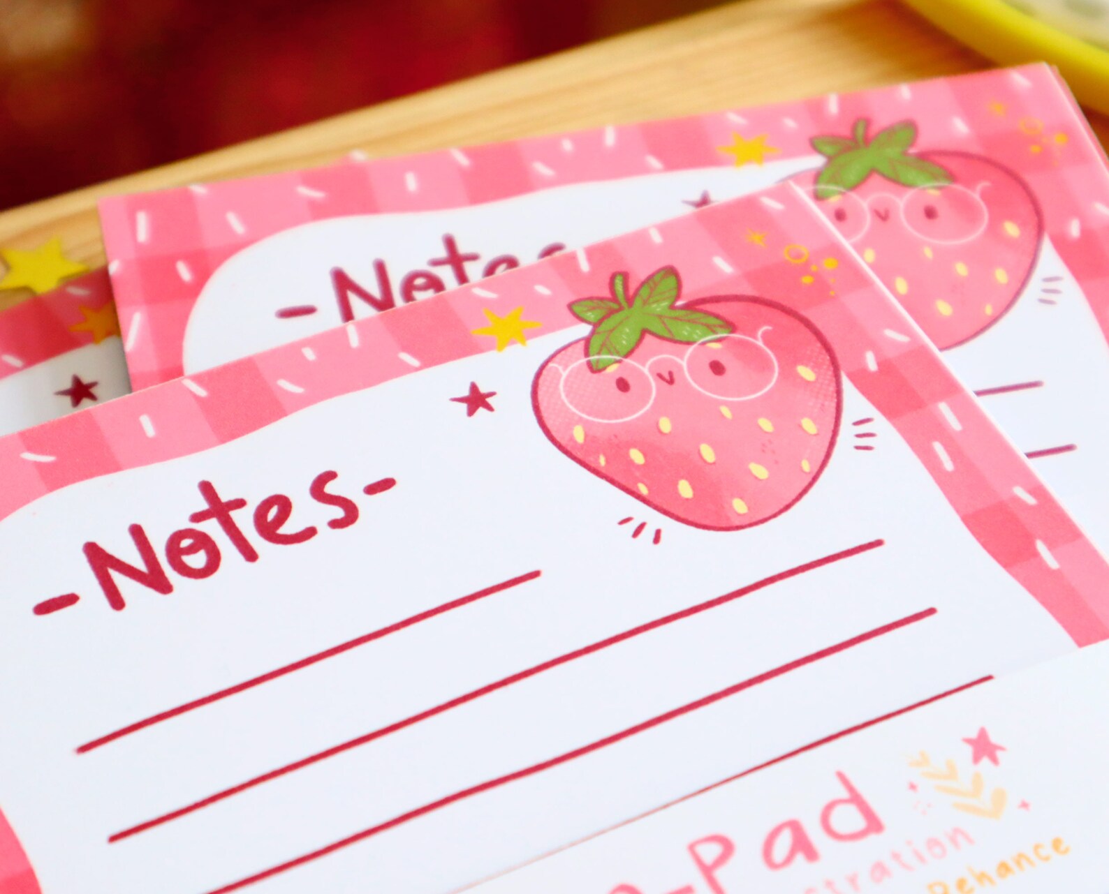 Cute Strawberry Notepad Pink Note Paper Paper & Party - Etsy