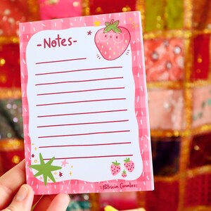 Cute Strawberry Notepad Pink Note Paper, Paper & Party Supplies, Pen ...
