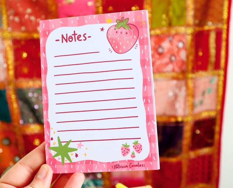 Cute Strawberry Notepad Pink Note Paper Paper & Party - Etsy