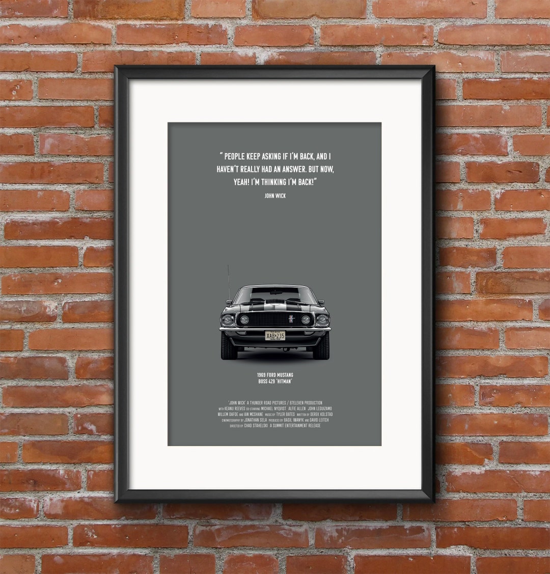 John Wick, Ford Mustang, Muscle Car, Movie Art, Art Print, Car, Modern ...