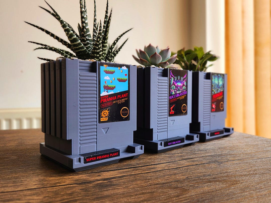 Retro Game Cartridge Flower Pots Planters Desk Organiser Office Decor ...