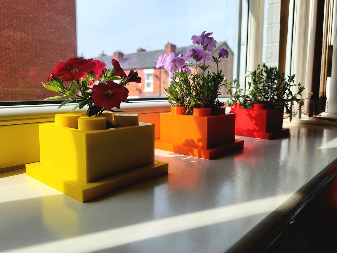 Building Blocks Flower Pots Multiple Colours Stackable Planters Gift ...