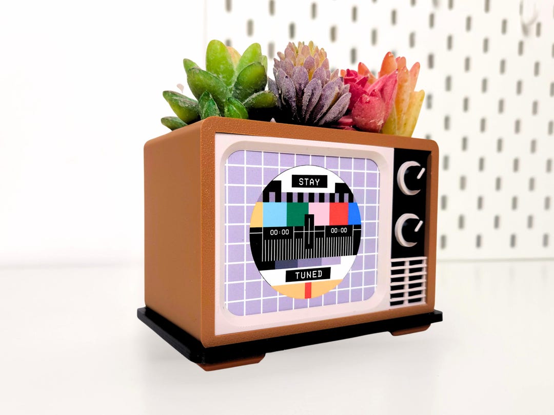 80's Retro CRT TV Flower Pot & Desk Organizer Customizable Screen - Etsy