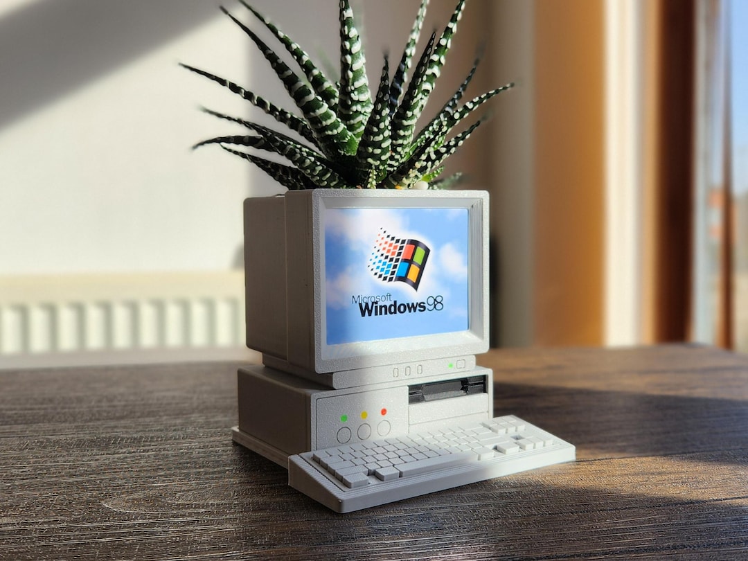 Retro PC Planter Flower Pot Desk Organiser Office Decor Home Decor ...