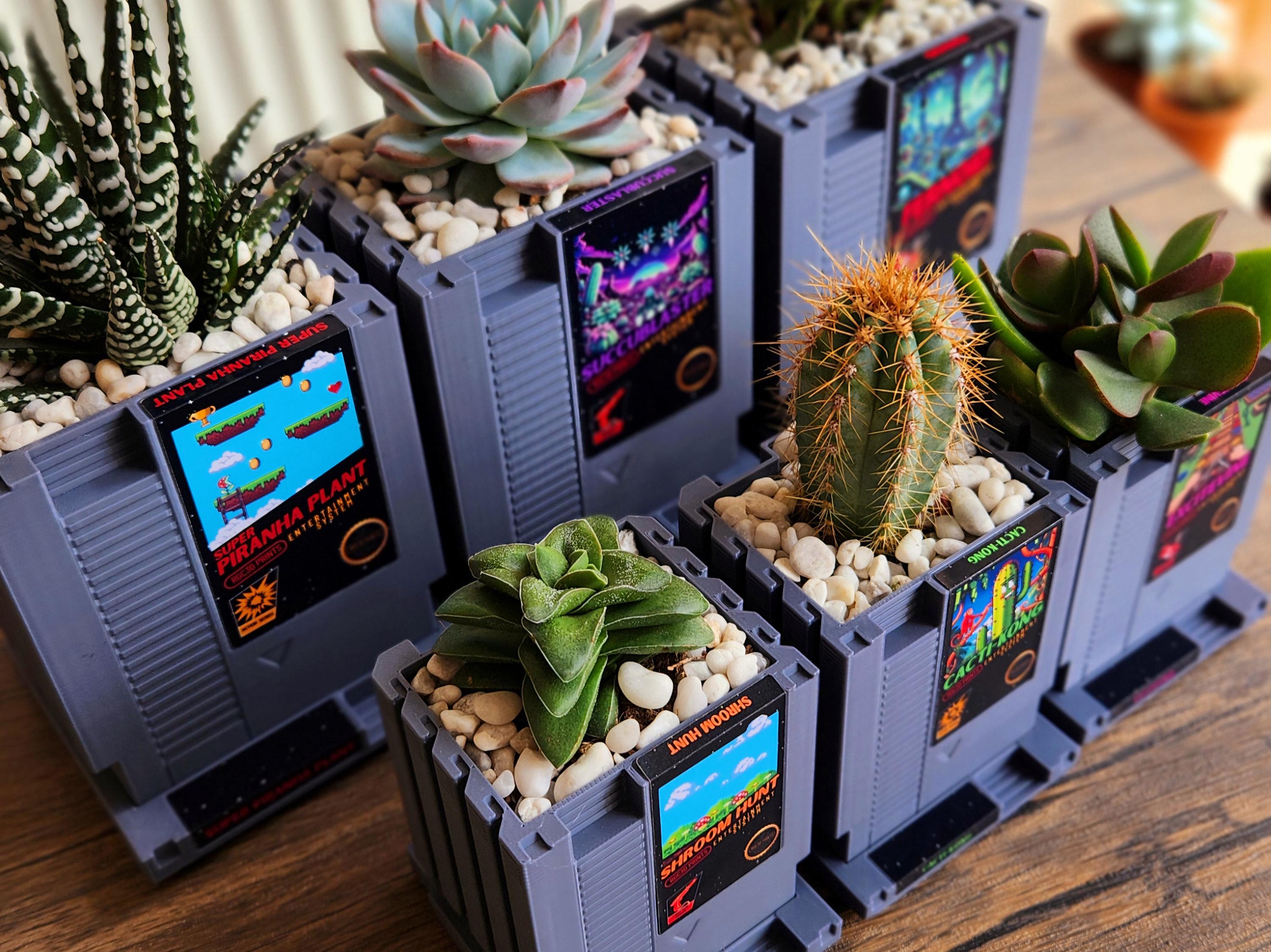 Retro Game Cartridge Flower Pots Planters Desk Organiser Office Decor ...