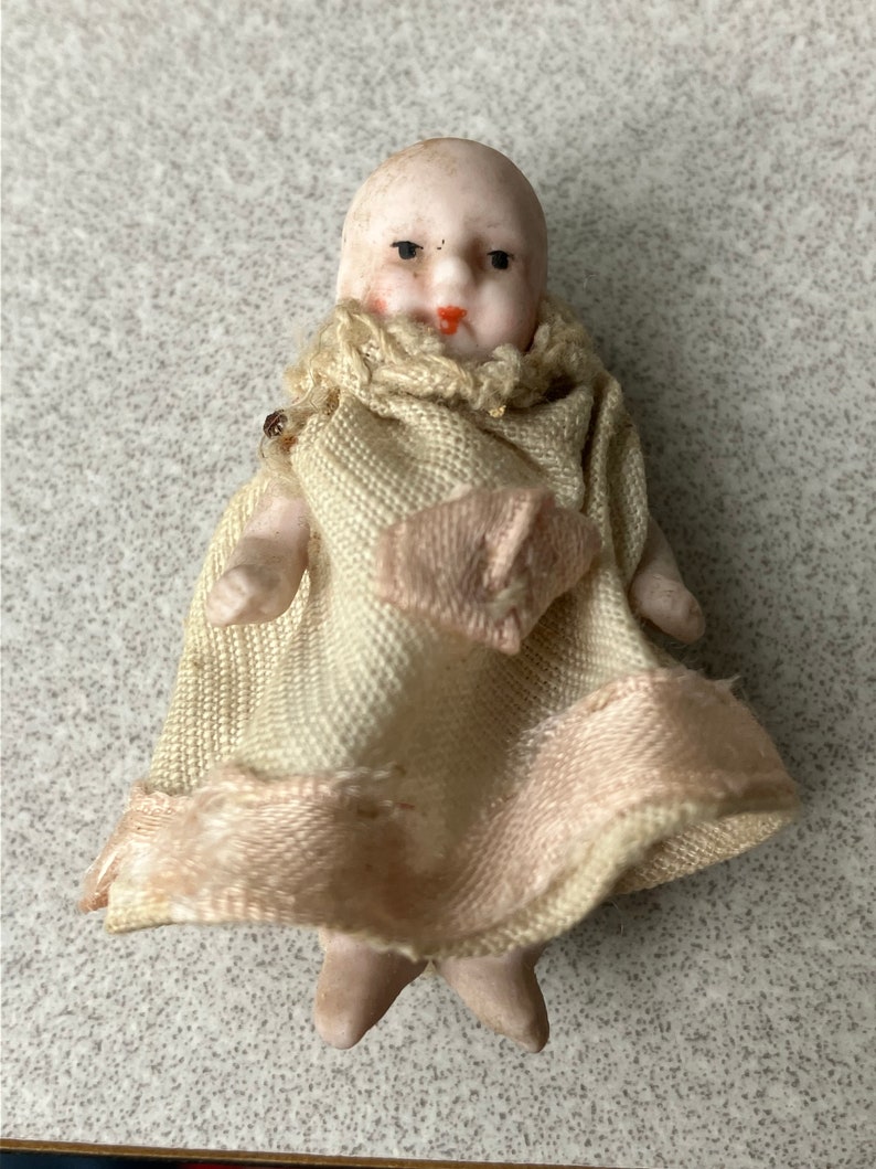 Miniature Antique HERTWIG Bisque Baby Doll, 1 3/4inches Tall ...
