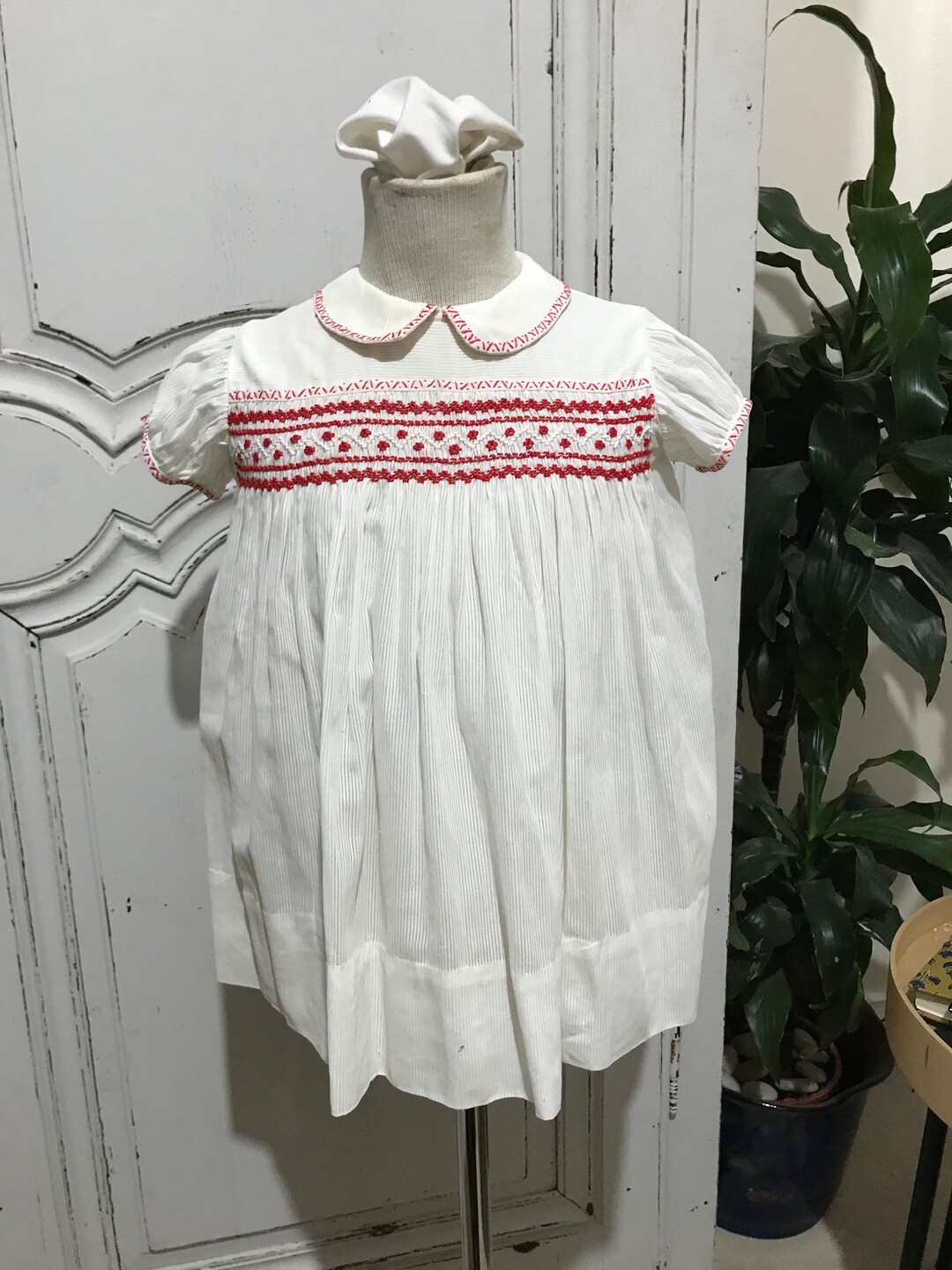 Vintage Smocked Baby Frock Red Smocking Short Sleeves - Etsy