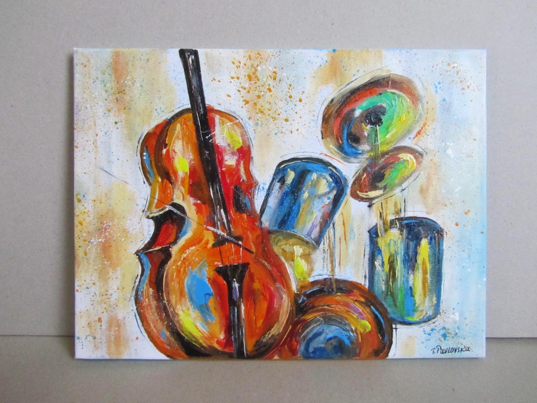 Music Abstract Art Painting Still-life Whith Musical Instruments ...