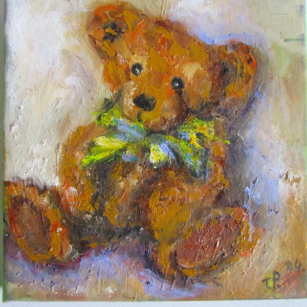 Teddy Bear Painting - Etsy