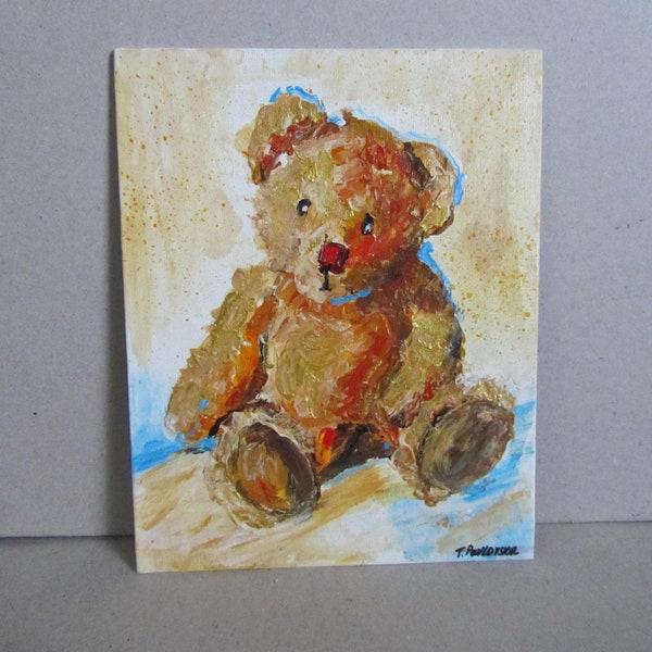 Teddy Bear Painting - Etsy