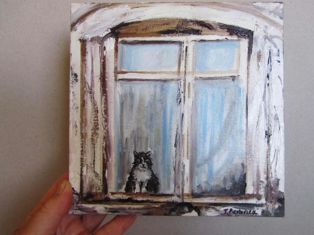 Cat Original Oil Painting Cat on Canva Cat Small Painting Cat Mini Art ...