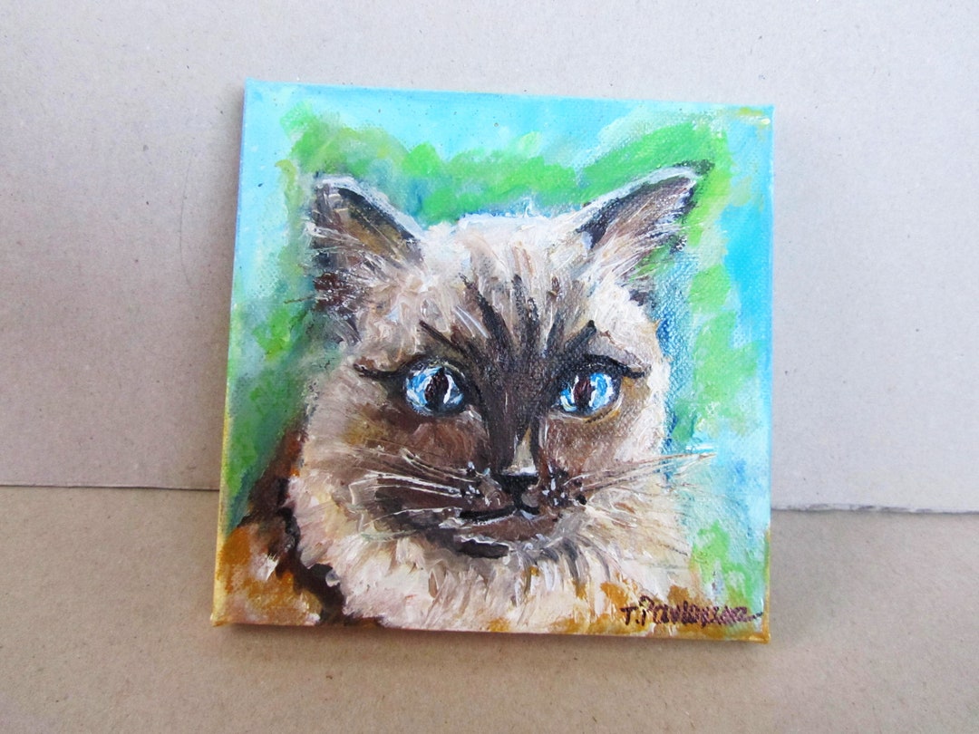 Siamese Cat Original Oil Painting Siamese Cat on Canvas Siamese Cat ...