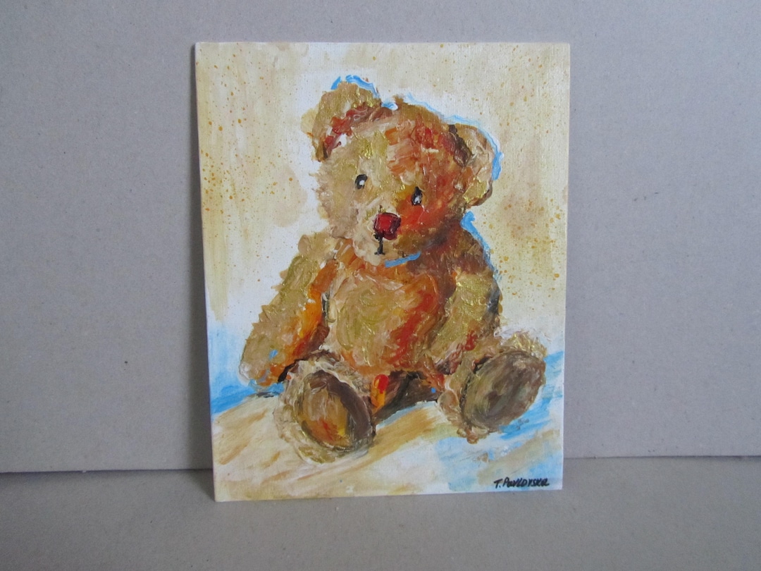 Teddy Oil Painting Teddy Bear Art Teddy Impasto Painting Teddy - Etsy