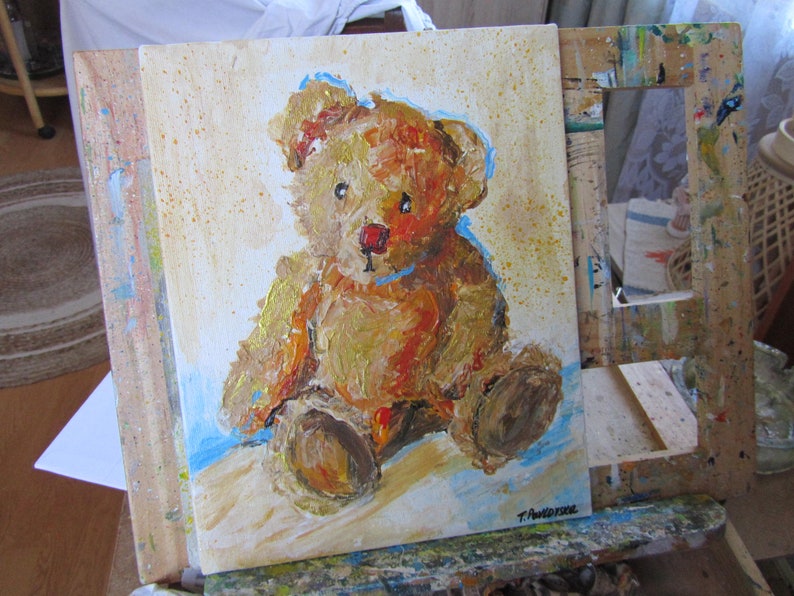 Teddy Oil Painting Teddy Bear Art Teddy Impasto Painting Teddy - Etsy