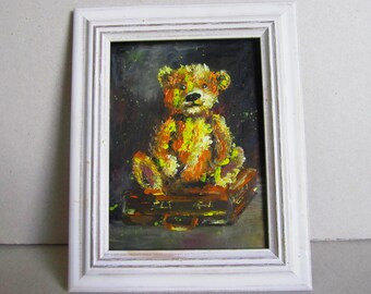 Teddy Oil Painting Teddy Bear Art Teddy Art for Children Room Gift for ...