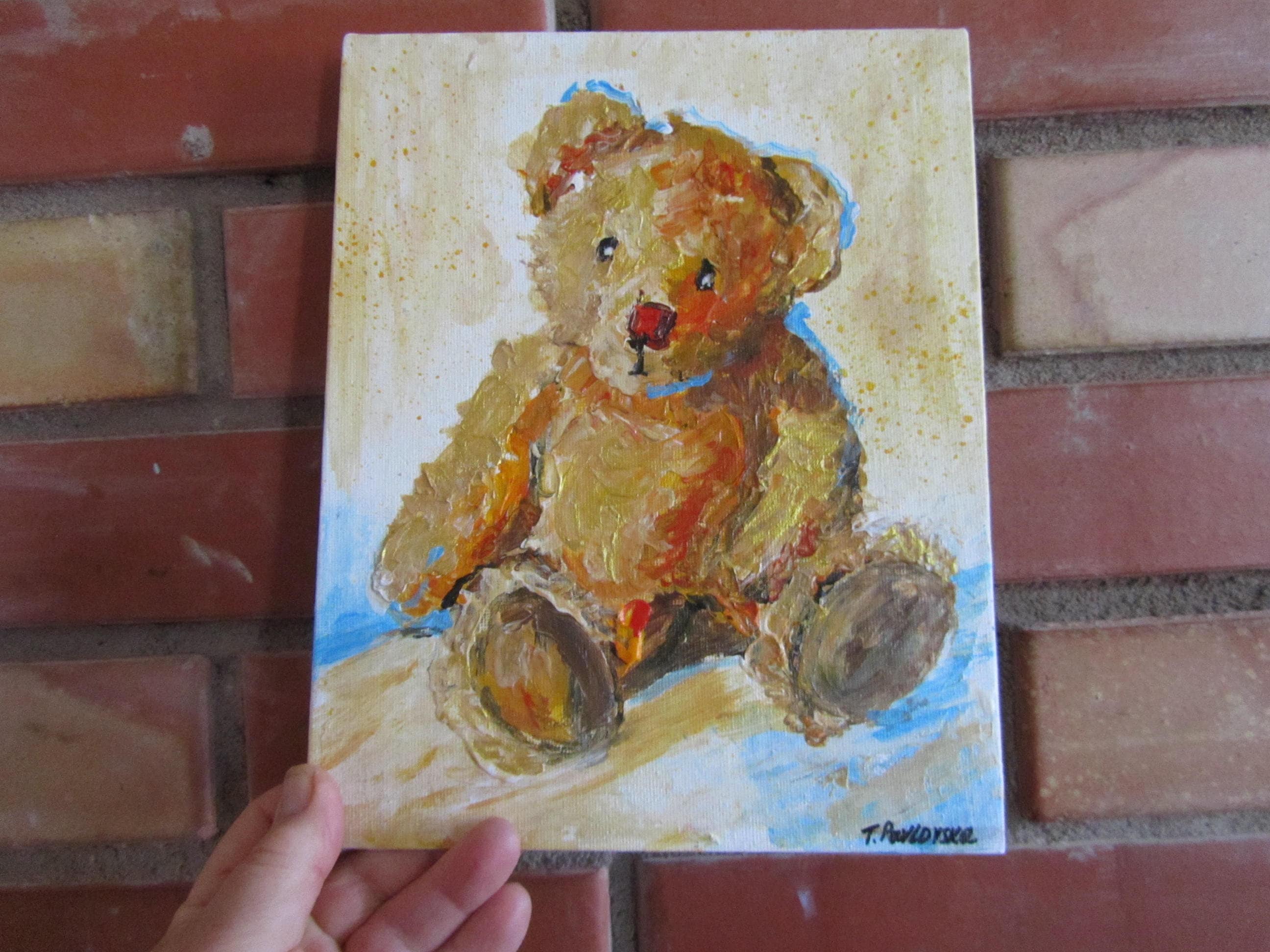 Teddy Oil Painting Teddy Bear Art Teddy Impasto Painting Teddy - Etsy