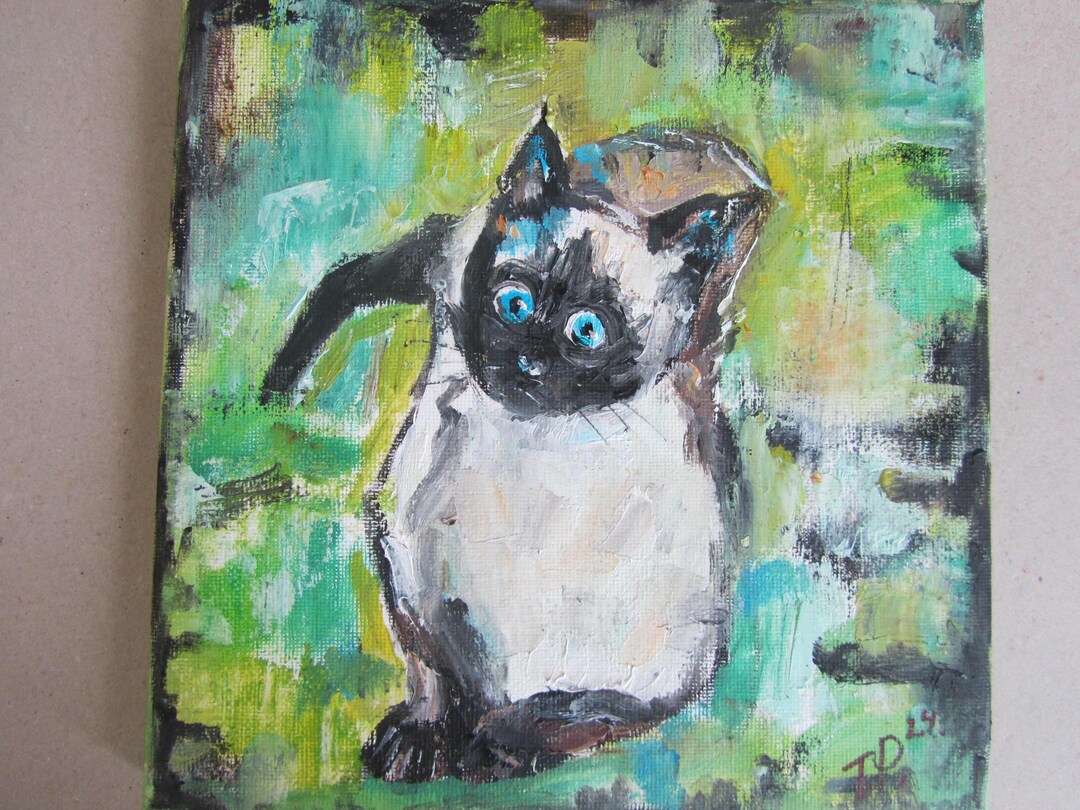 Siamese Cat Original Oil Painting Siamese Cat on Canvas Siamese Cat ...