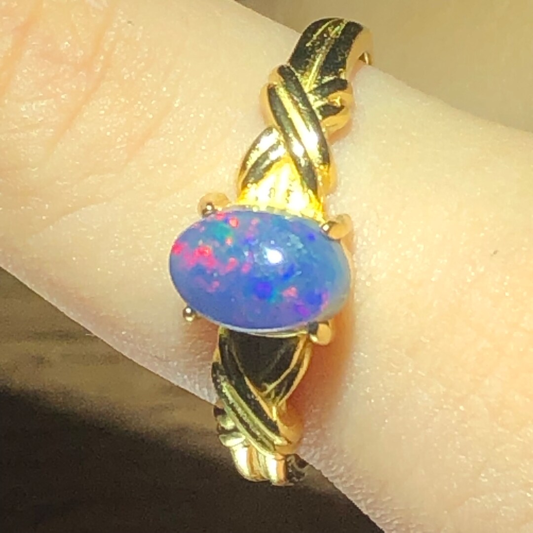 Rare Black Opal Ring, Black Opal Jewelry, Anniversary Gift, Gift for Her, Wealth, Lucky Charm ...