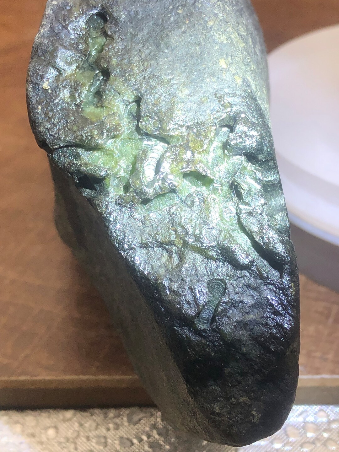 655g,burmese Jade Rough,jadeite Stone,olive Green,black Jade Stone ...