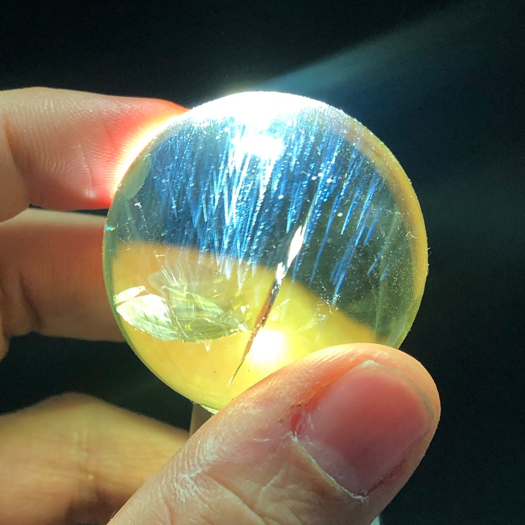 Rare,blue Angel Needle Citrine,crystal Sphere ,39mm,blue Angel Phantom ...