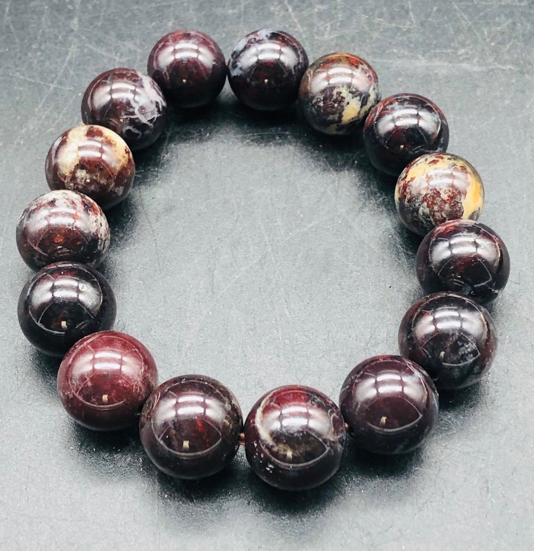 13.8mm, Rare,chicken Blood Stone Bracelet , Protection,health,success ...