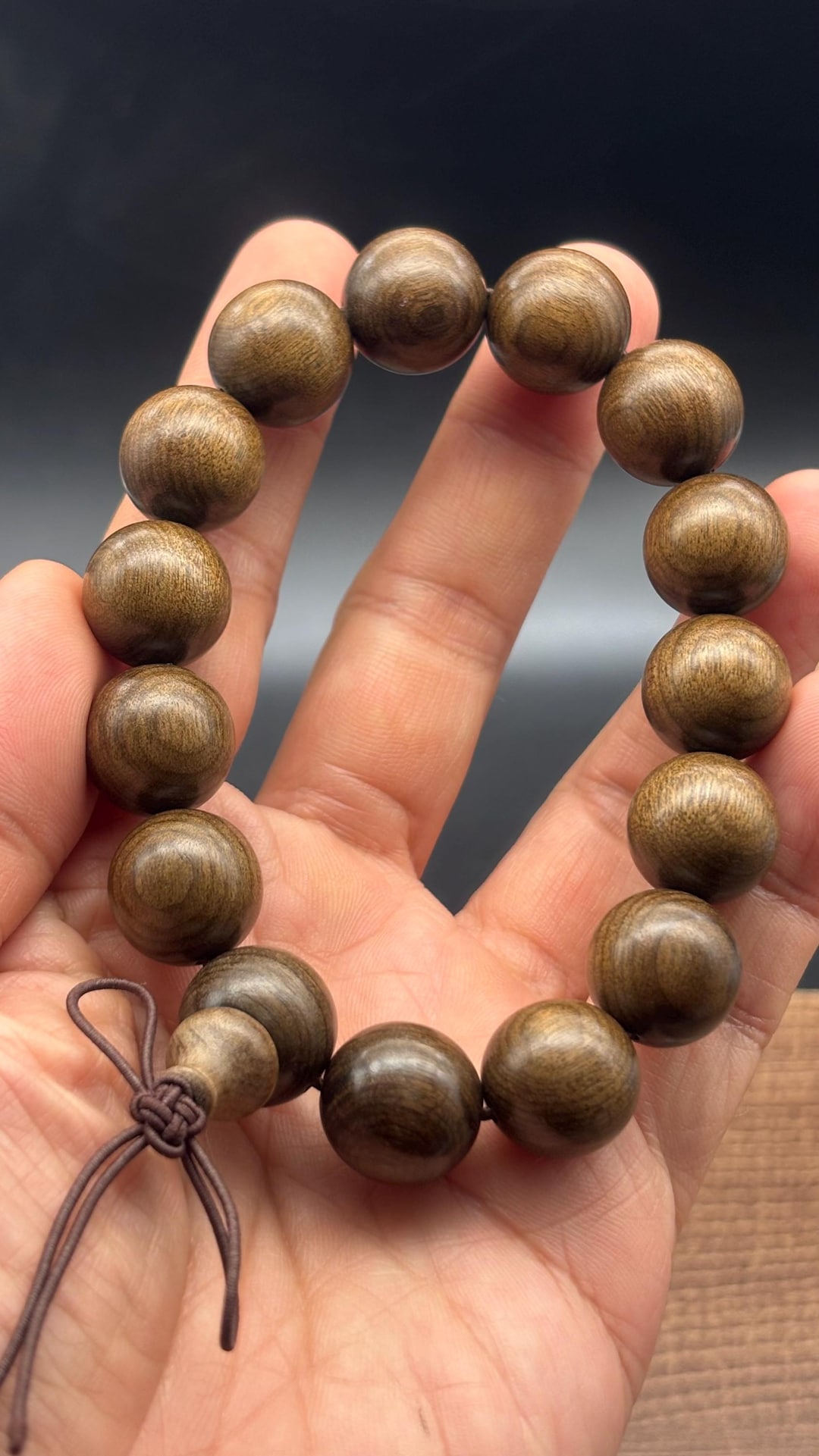 15mm Premium Golden Phoebe Wood Bracelet | Mala Prayer Beads | Oriental ...