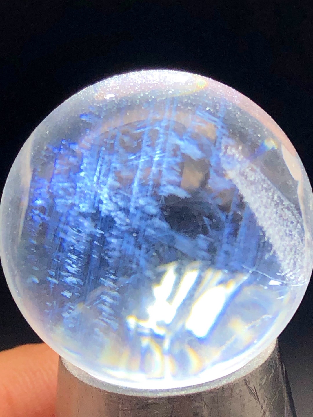 Blue Angel Feather, Indicolite Crystal Ball,sphere L,rainbow ,blue ...