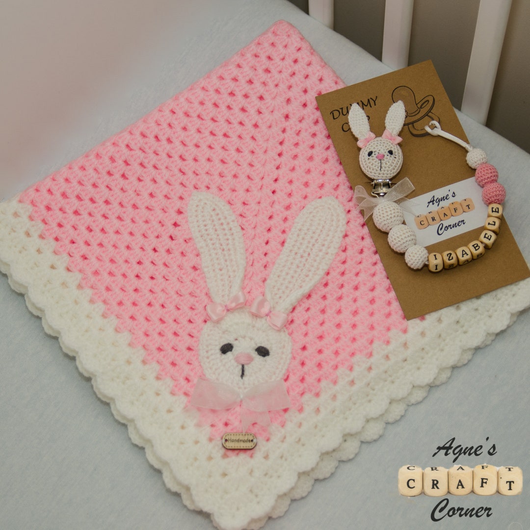 Bunny Blanket Pram Blanket Crib Blanket Bunny Gift Baby Shower Gift ...