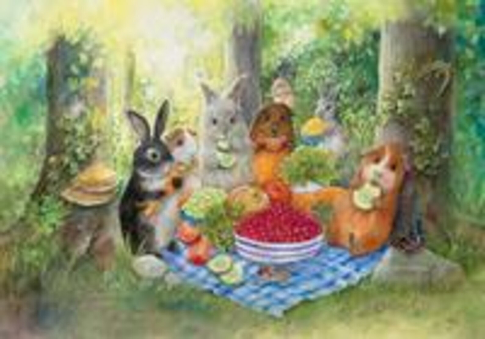 Guinea Pig and Rabbit Picnic Giclée Print, Coleman's Farm Art - Etsy
