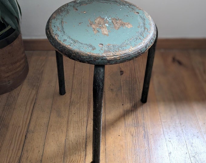 Heavy Vintage Industrial, Retro Stool, Wood and Metal Vintage Seating ...