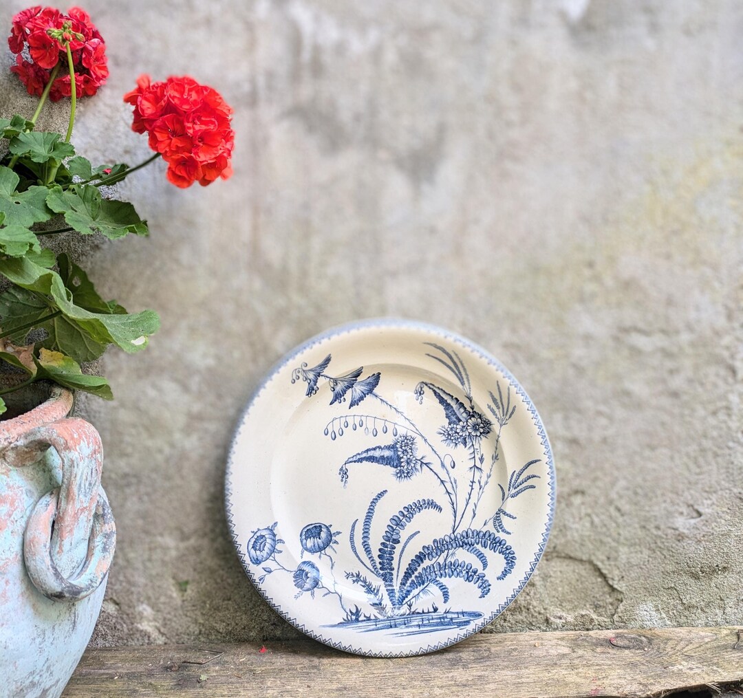 Extra Large Round French Antique Serving Plate, 19th Century Ceramic ...