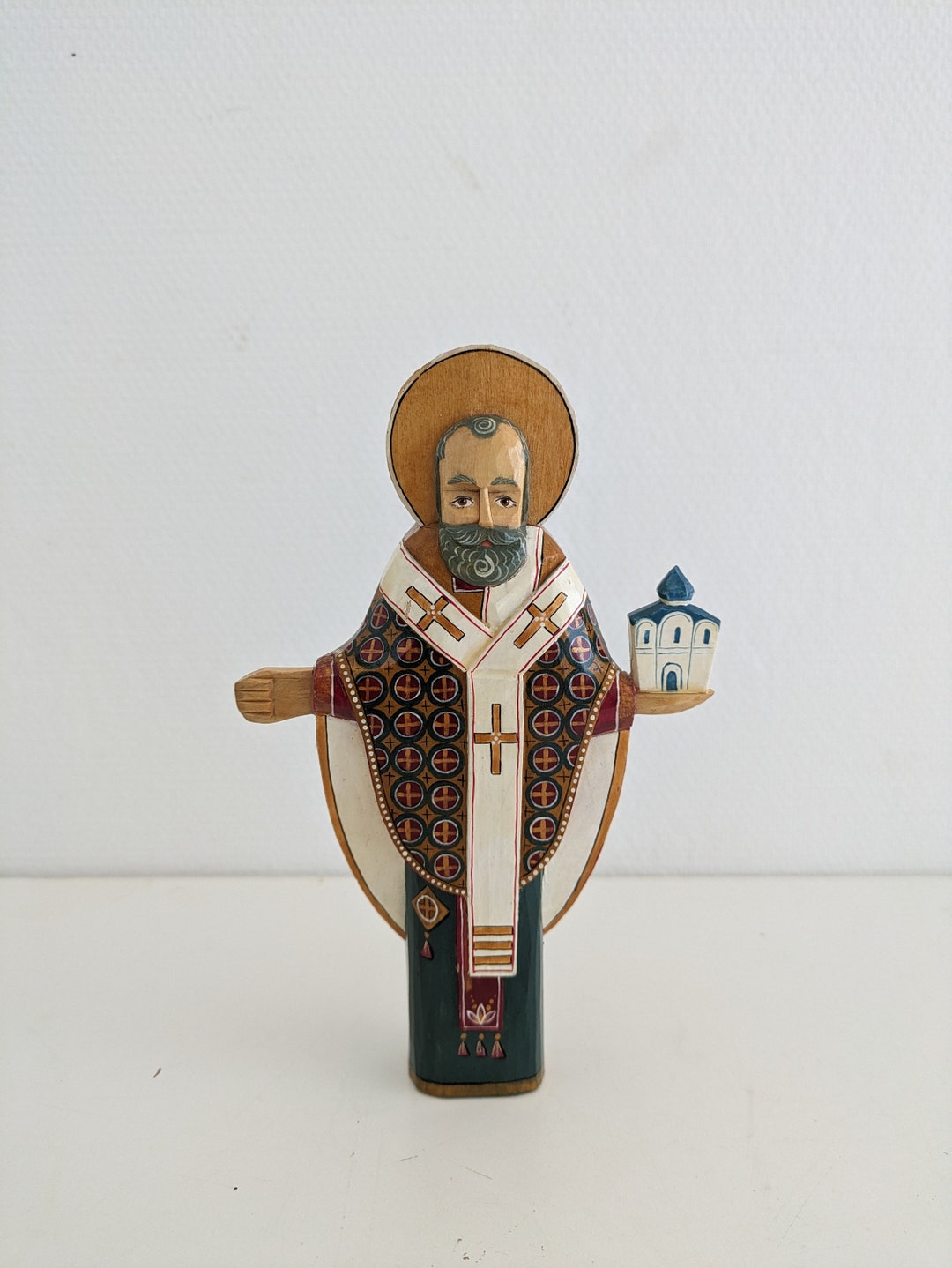 French Vintage Religious Statue of Saint Nicolas Handcarved ...