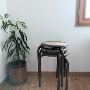 Heavy Vintage Industrial, Retro Stool, Wood and Metal Vintage Seating ...