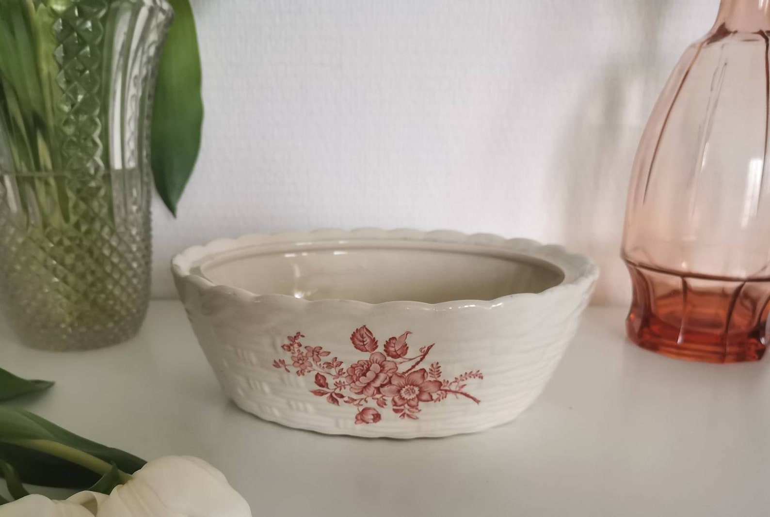 English Vintage Crown Devon Bowl Staffordshire Pottery Pink - Etsy