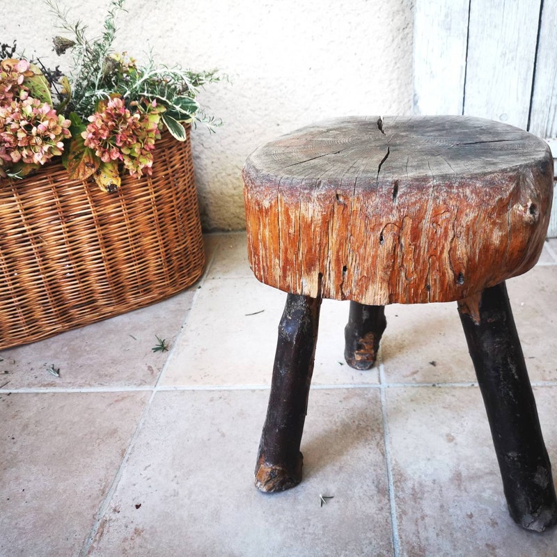 Rustic Stool - Etsy